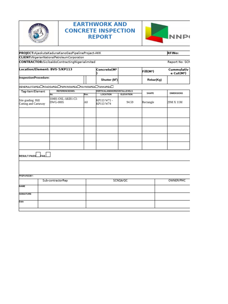 Earthwork & Concrete Inspection Report | PDF | Building Engineering ...
