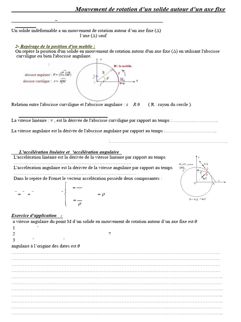 Cours P15 et exercices mvt de rotation 2025 | PDF | Mouvement de ...