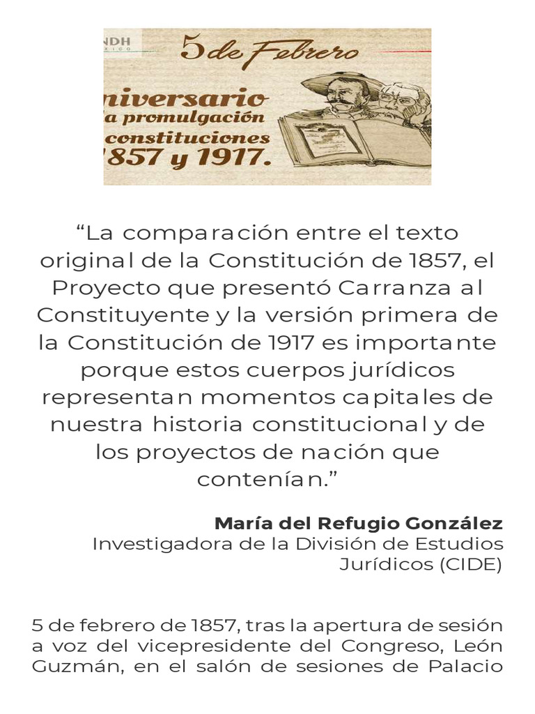 Aniversario de la promulgación de las Constituciones de 1857 y 1917 ...