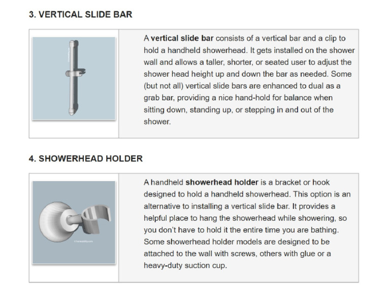 The Shower Parts - The Slidebar and Wall Mount | PDF