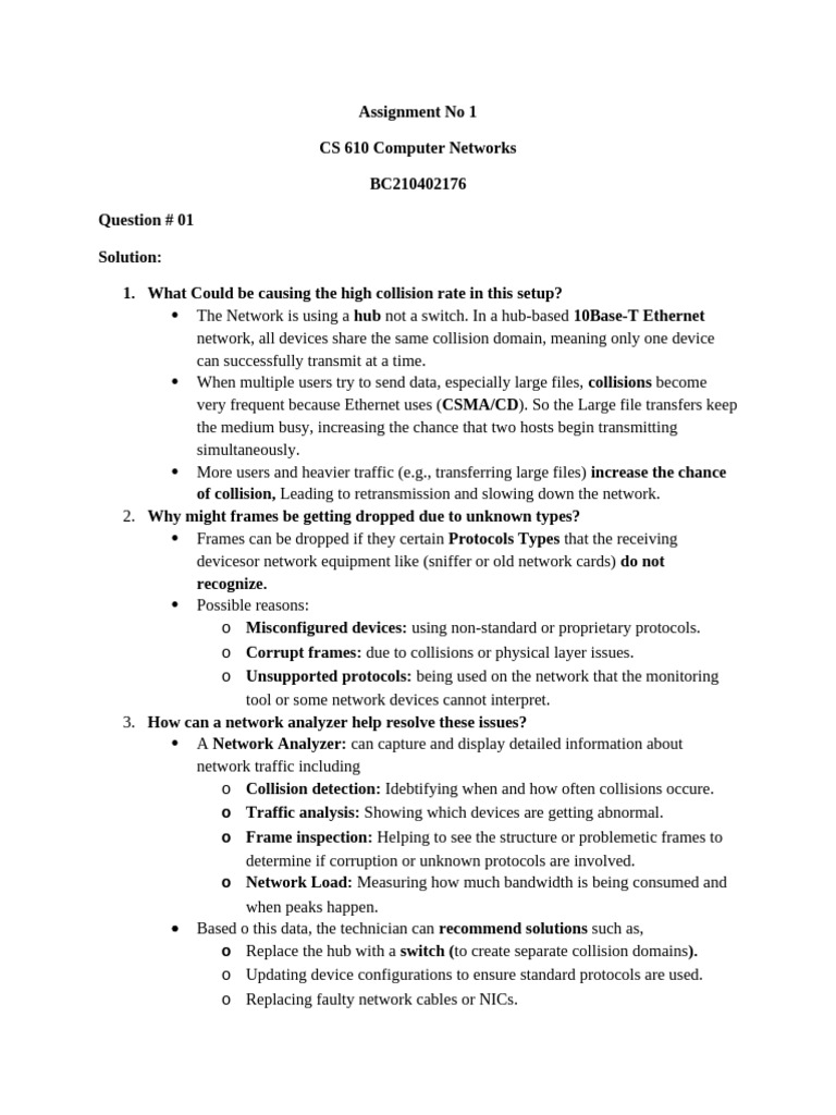 Cs 610 Computer Networks Assignment No 1 Pdf Computer Network