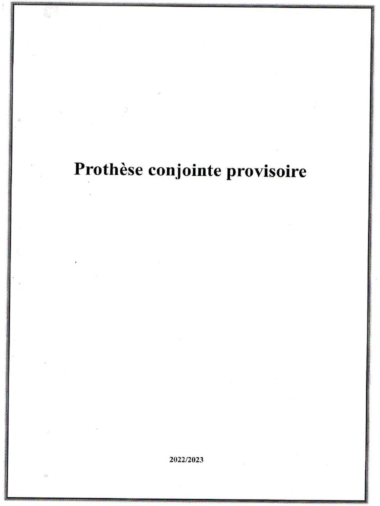 Prothése Conjointe Provisoire | PDF