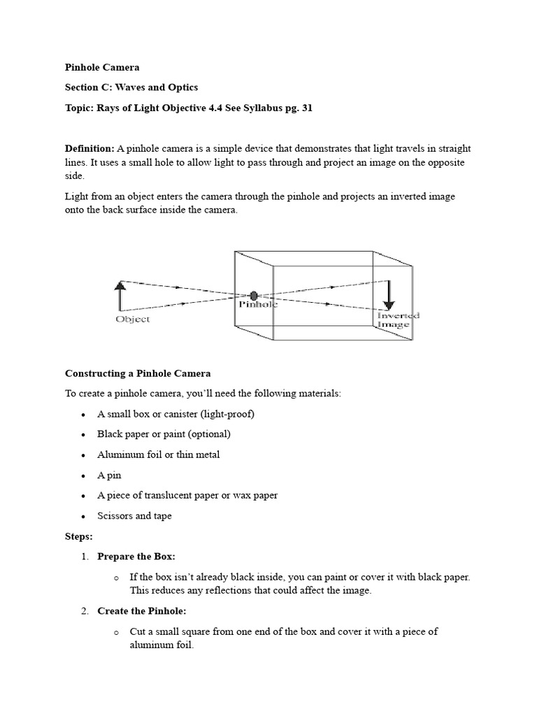 Physics Pinhole Camera | PDF