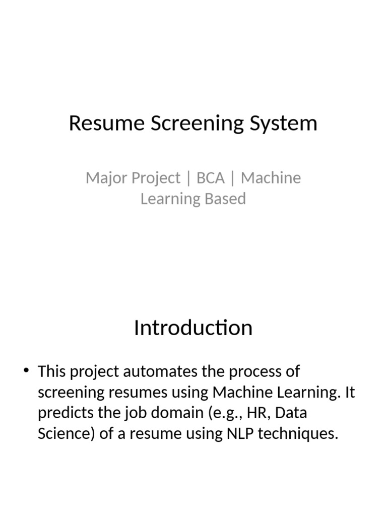 Resume Screening Presentation | PDF