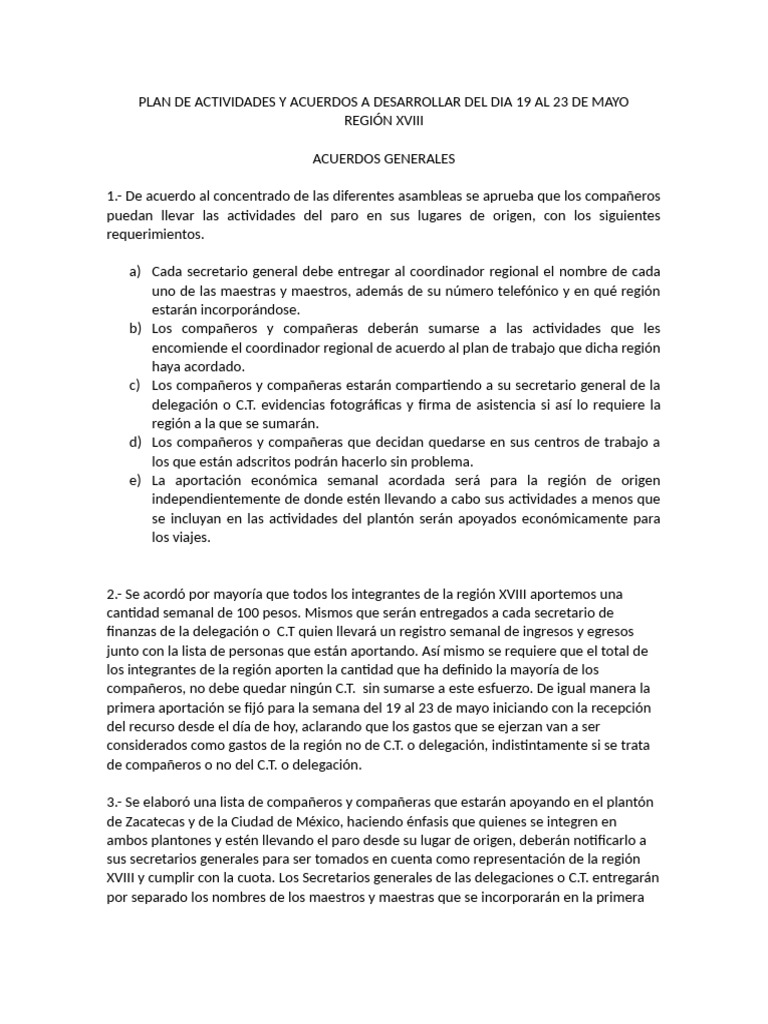 Región Xviii 19 A 23 de Mayo | PDF