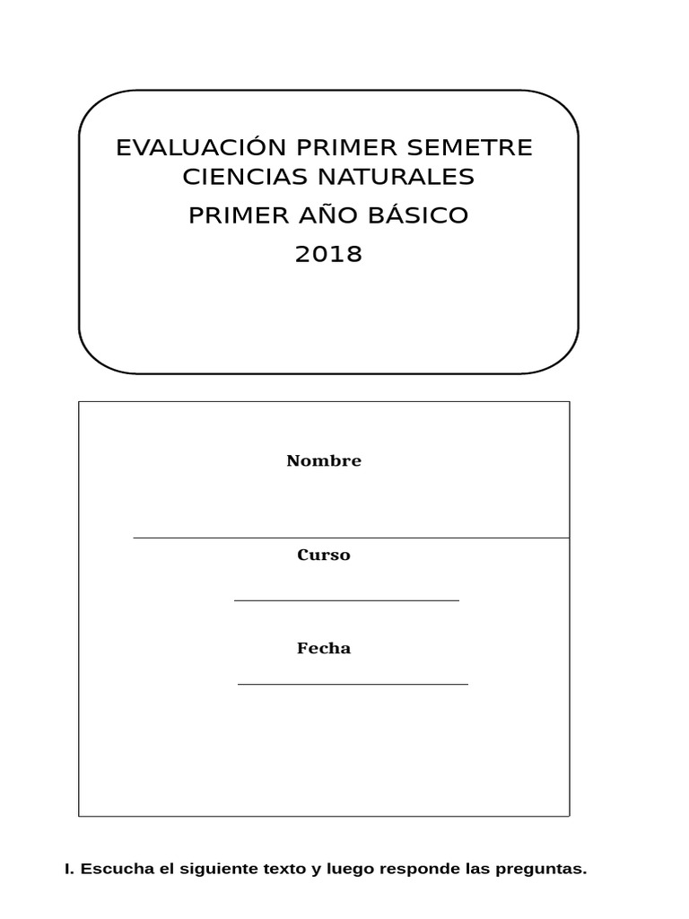 prueba de ciencias naturales primero basico c2 (2) FITA (1) | PDF ...