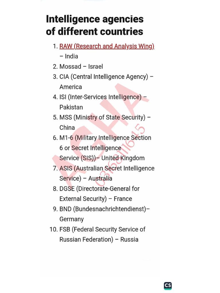 World Top 10 Intelligence Agencies | PDF