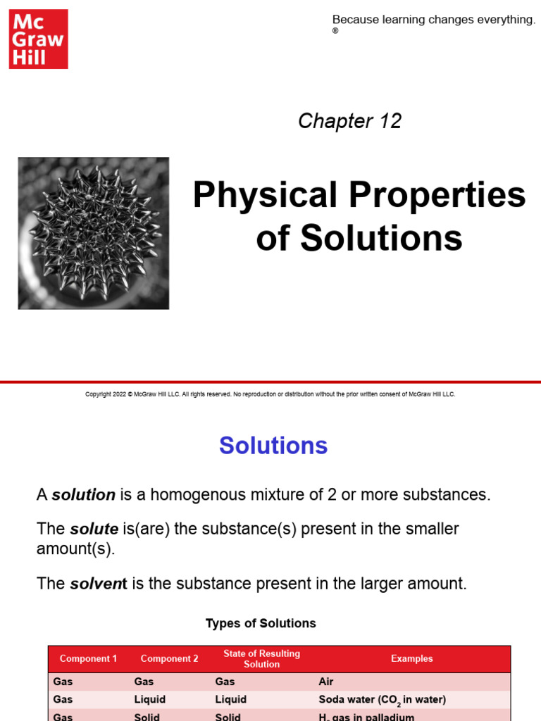 Ch12 - Physical Properties of Solutions | PDF | Solubility | Concentration