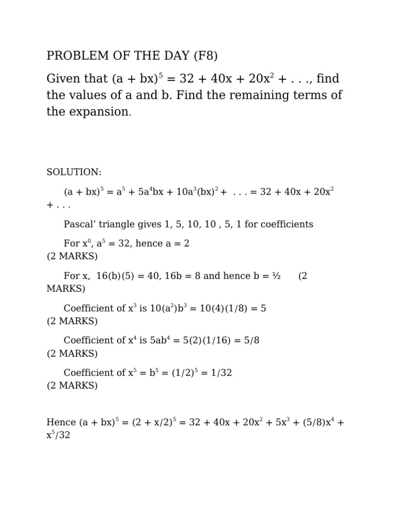 Problem of the Day: Polynomial Expansion | PDF