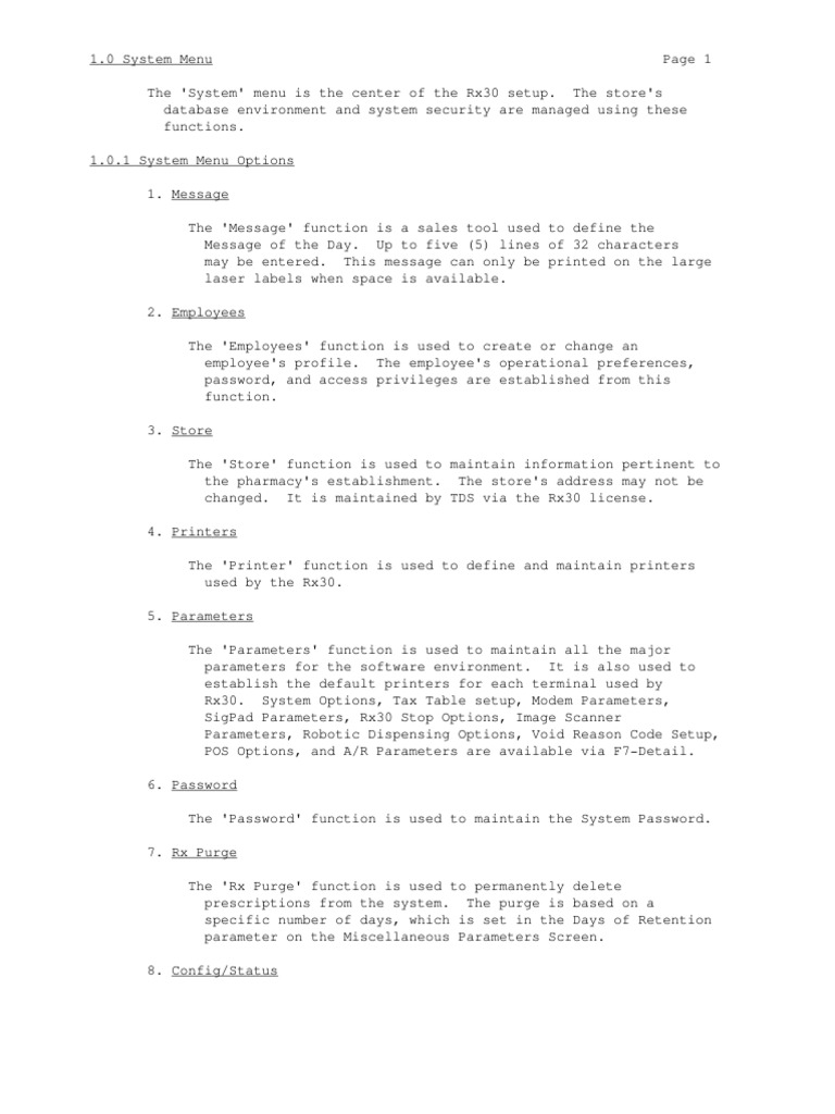 Rx30 Pharmacy System Overview | PDF | Comma Separated Values | Medical ...