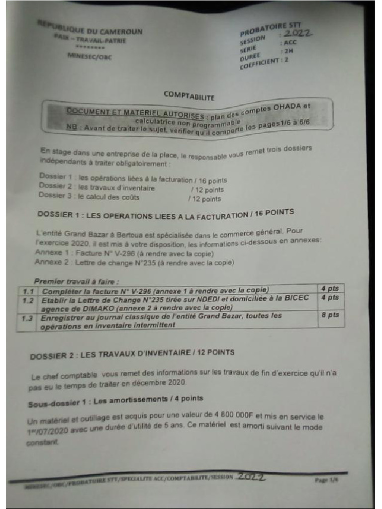 Prob 2022 Comptabilité ACC | PDF