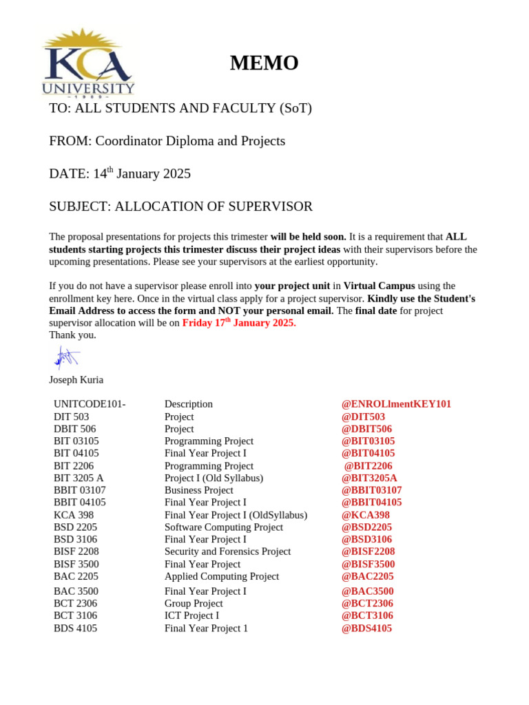 25-01 Project Memo For Supervisor Allocations 14-01-25 | PDF