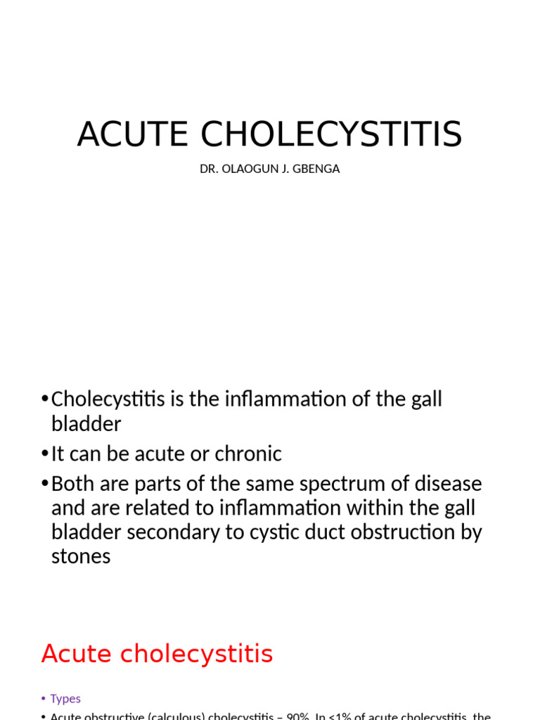 Acute Cholecystitis Overview | PDF | Gallbladder | Medical Specialties