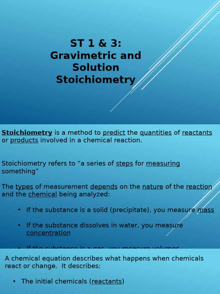 Lesson ST1 - Intro & Gravimetric Stoichiometry | PDF