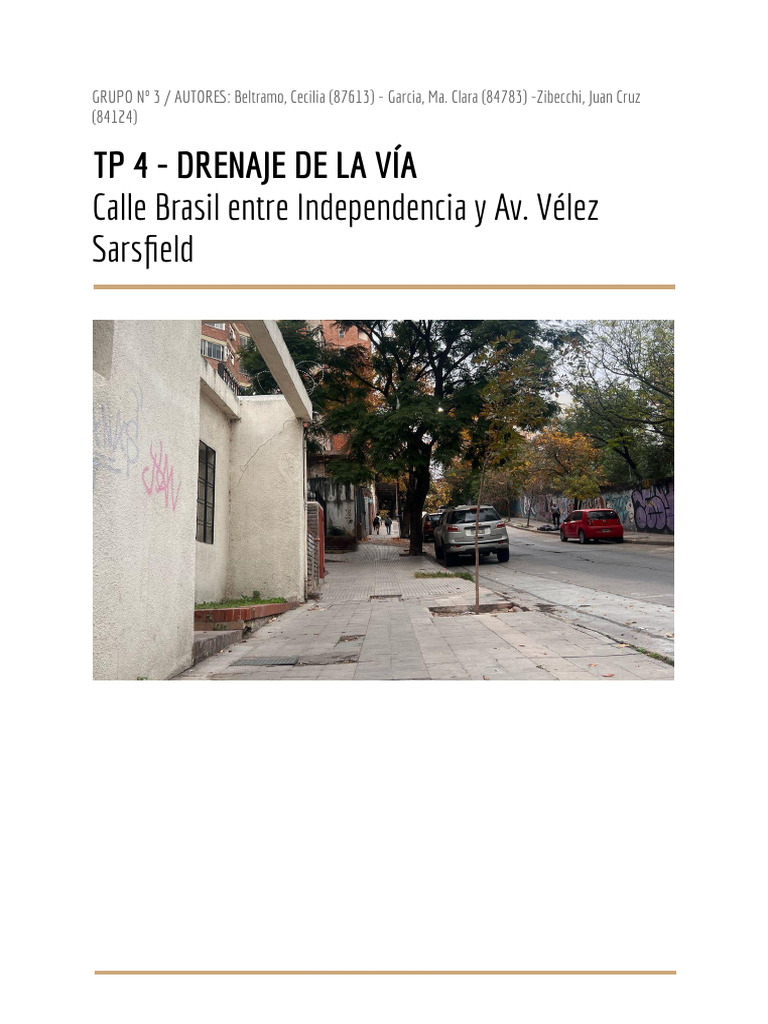 TP N4 - Vialidad - G3 - Informe | PDF | Calle | Canal