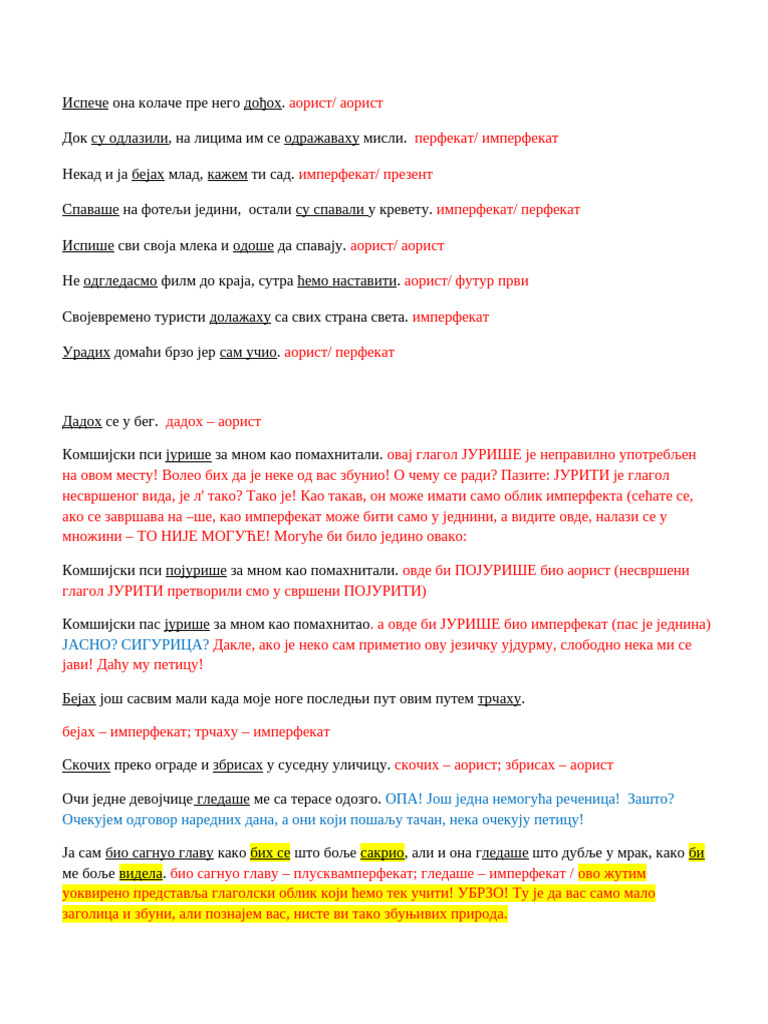 Glagolski Oblici Vezba Sa Resenjima | PDF