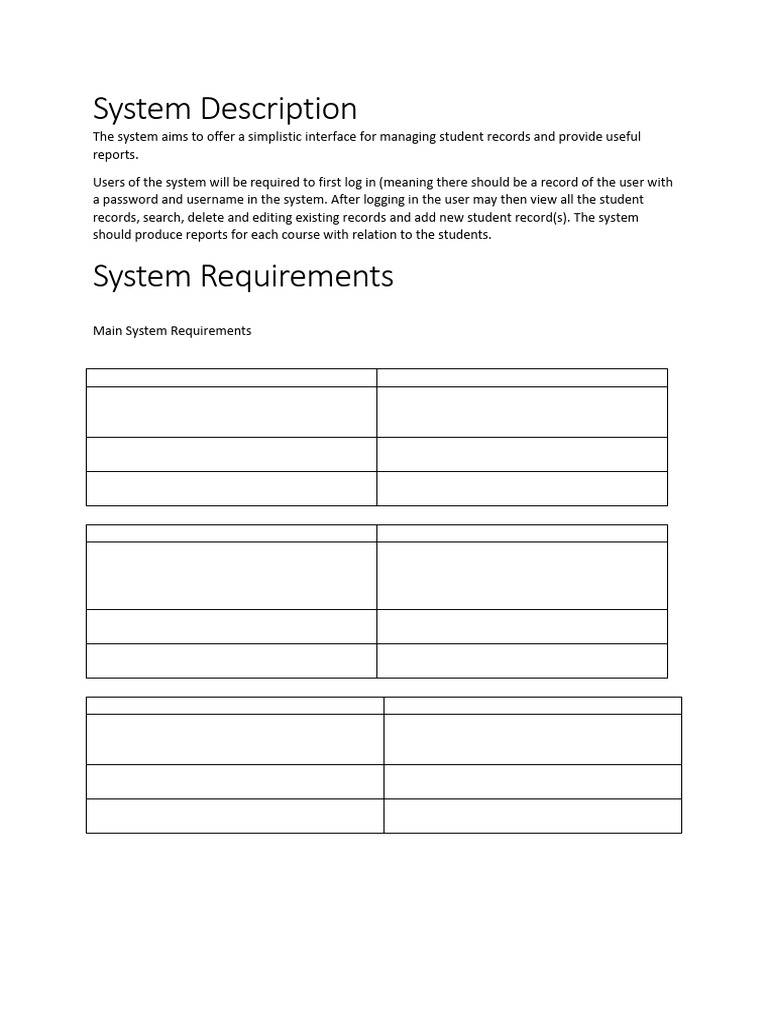 System Description & Design | PDF | User (Computing) | Databases
