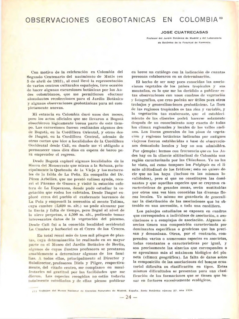 Observaciones Geobotanicas EN Colombia" | PDF | Tallo de la planta | Hoja