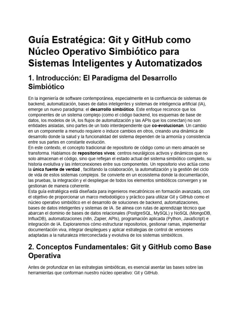 Guía Git-GitHub Simbiótico Backend IA | PDF | Control de versiones | Wiki
