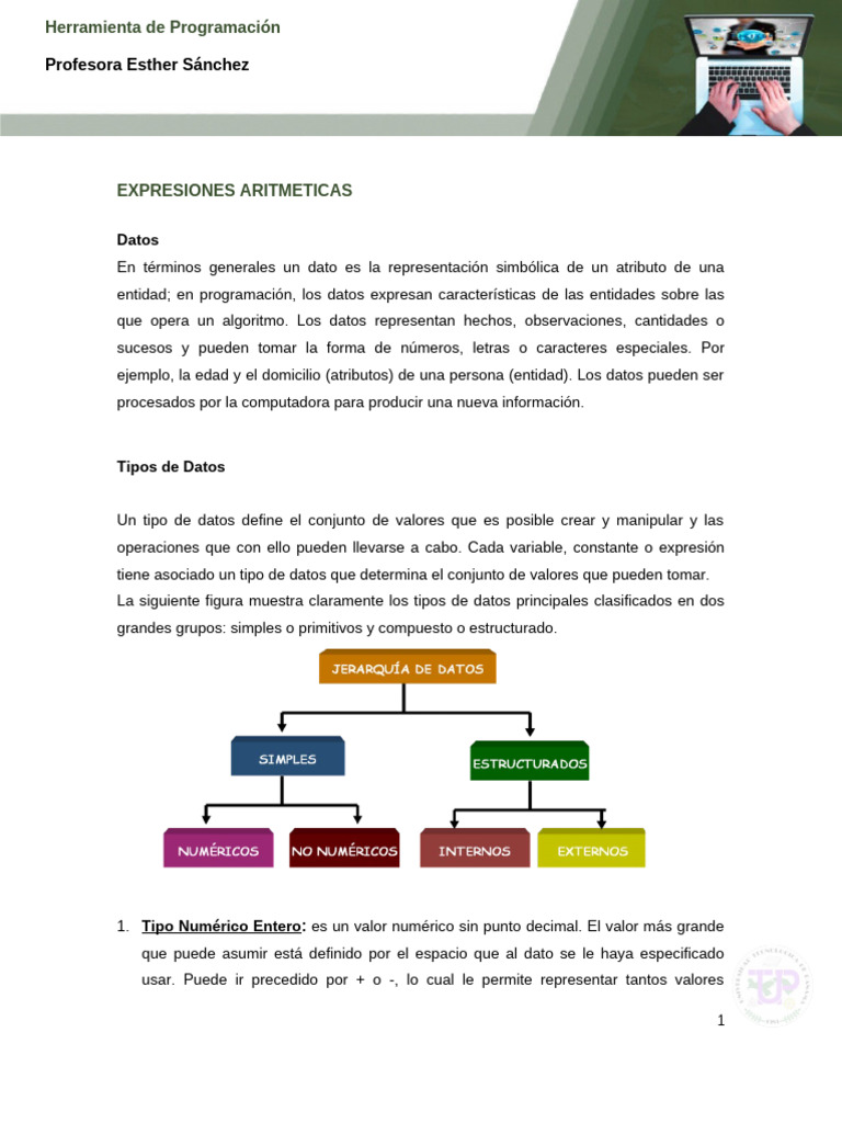 Expresiones Aritméticas | PDF | Tipo de datos | Datos