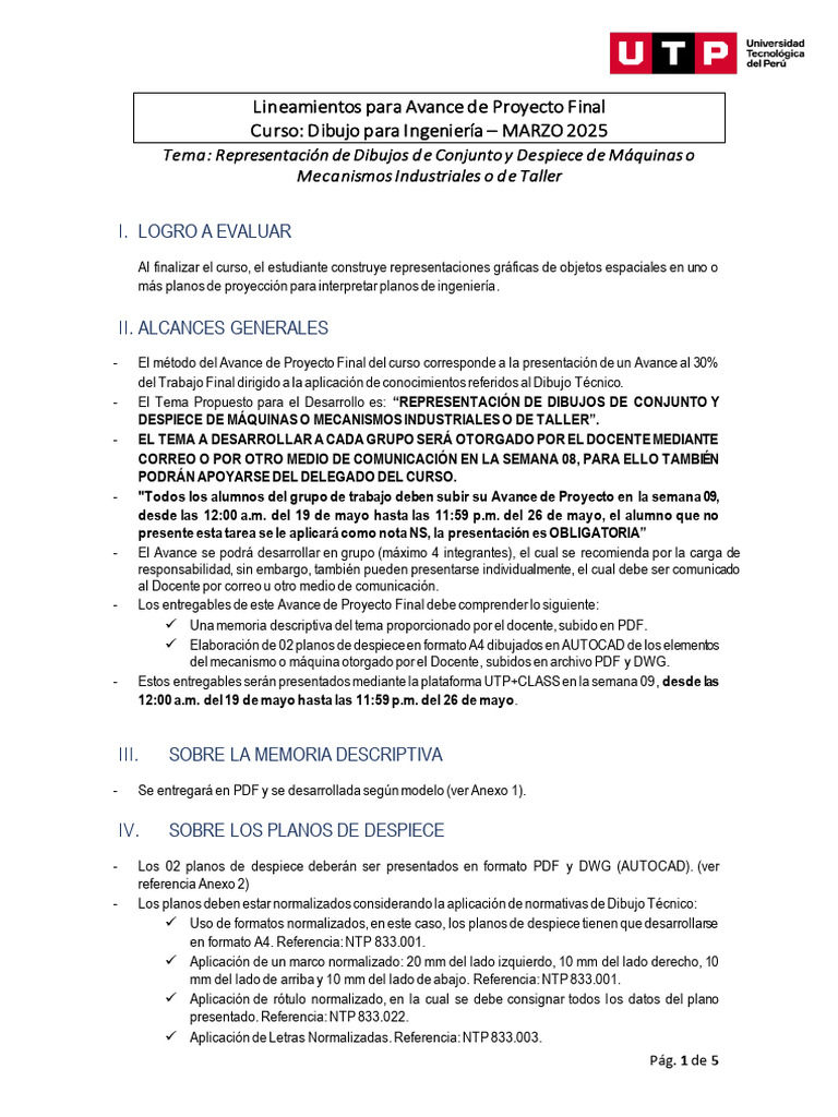 Lineamientos para Proyecto Final de Dibujo | PDF | Dibujo técnico | Memoria