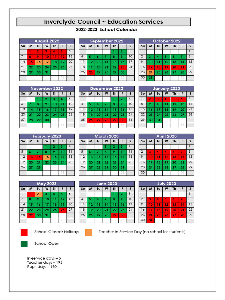 Inverclyde School Holidays 2025/26 | PDF