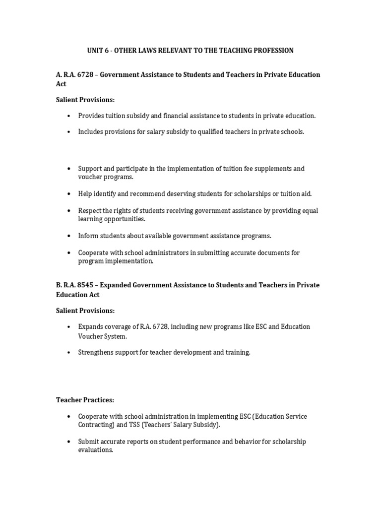 Key Laws Impacting Teaching Practices | PDF | Teachers | Curriculum