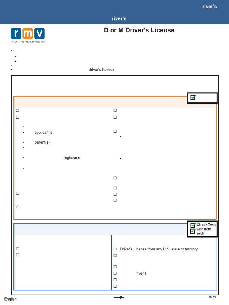 Standard Class D/M License Document Checklist | PDF | Identity Document ...