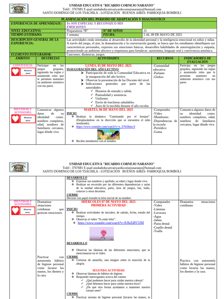 1.-1era Semana de Adaptación R.C | PDF | Las emociones | Conceptos psicologicos