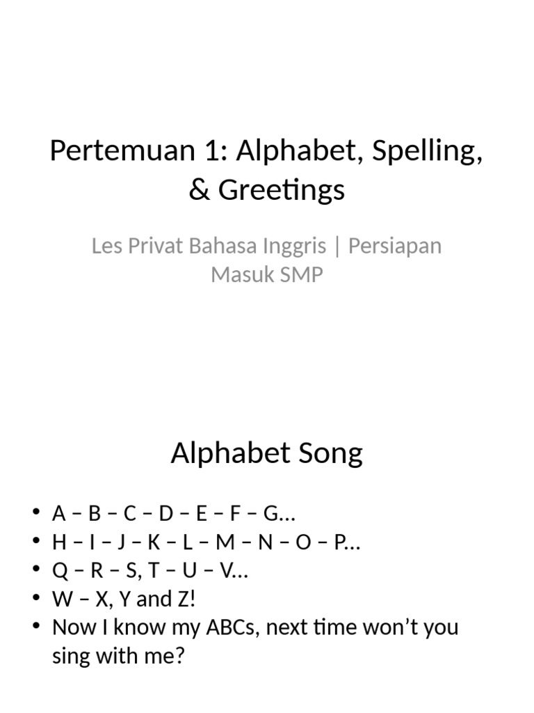 English Basics: Alphabet & Greetings | PDF