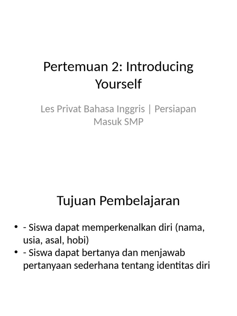 Introducing Yourself in English | PDF