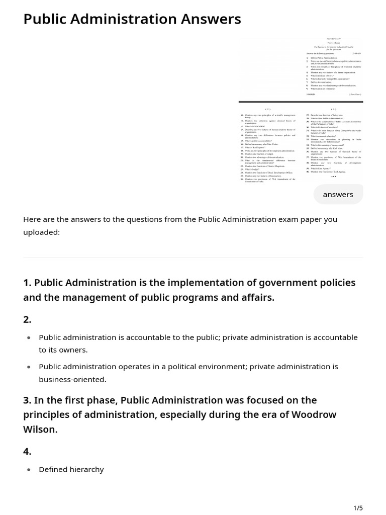 Public Administration Exam Answers | PDF | Public Administration ...
