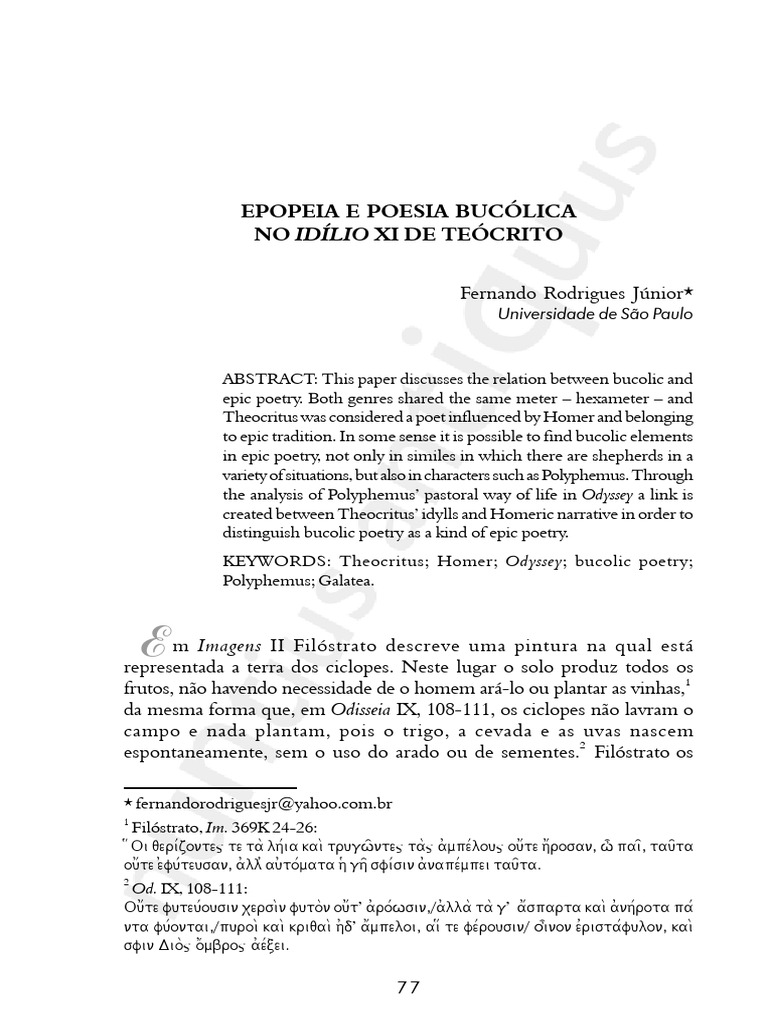 Epopeia e Bucolismo em Teócrito | PDF | Virgílio