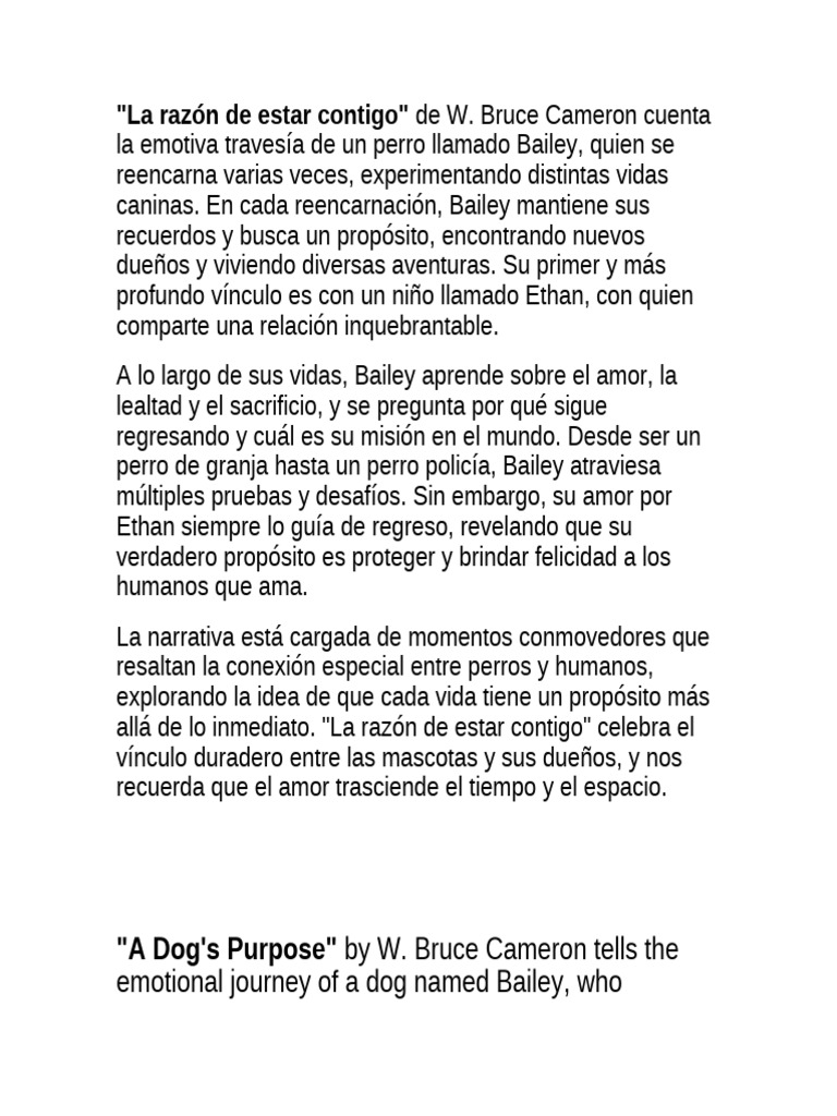 La razón de estar contigo: Bailey y Ethan | PDF
