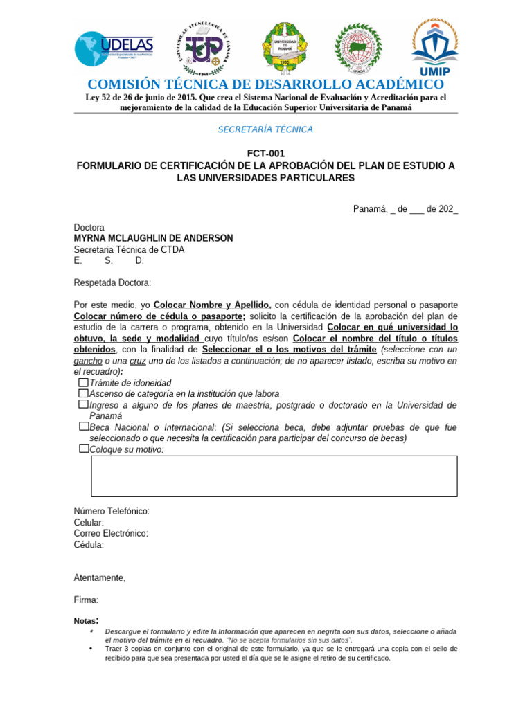 Formulario FCT | PDF