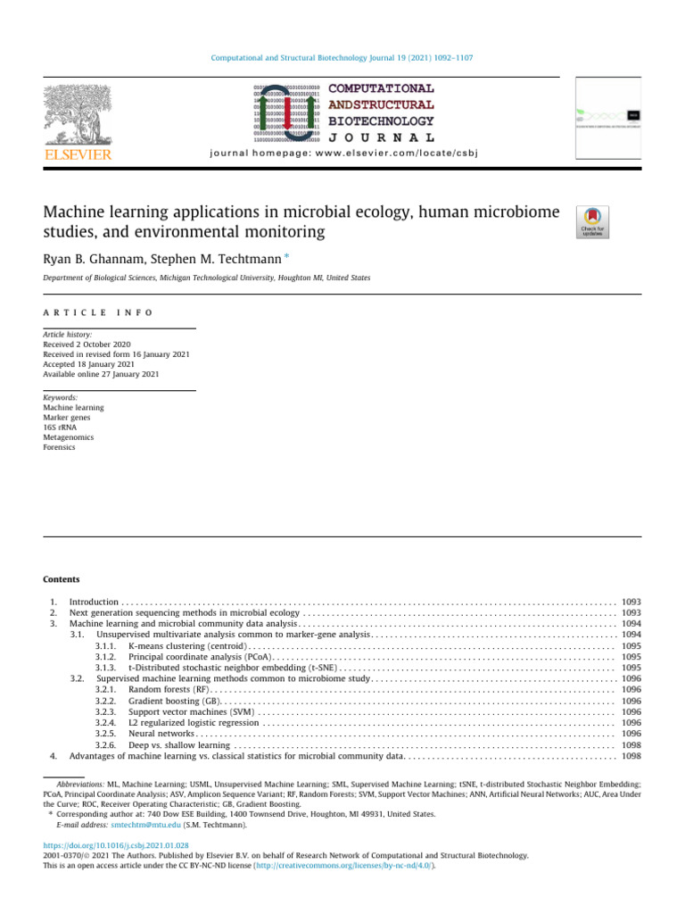 Machine Learning Applications in Microbial Ecology, Human Microbiome | PDF | Support Vector ...