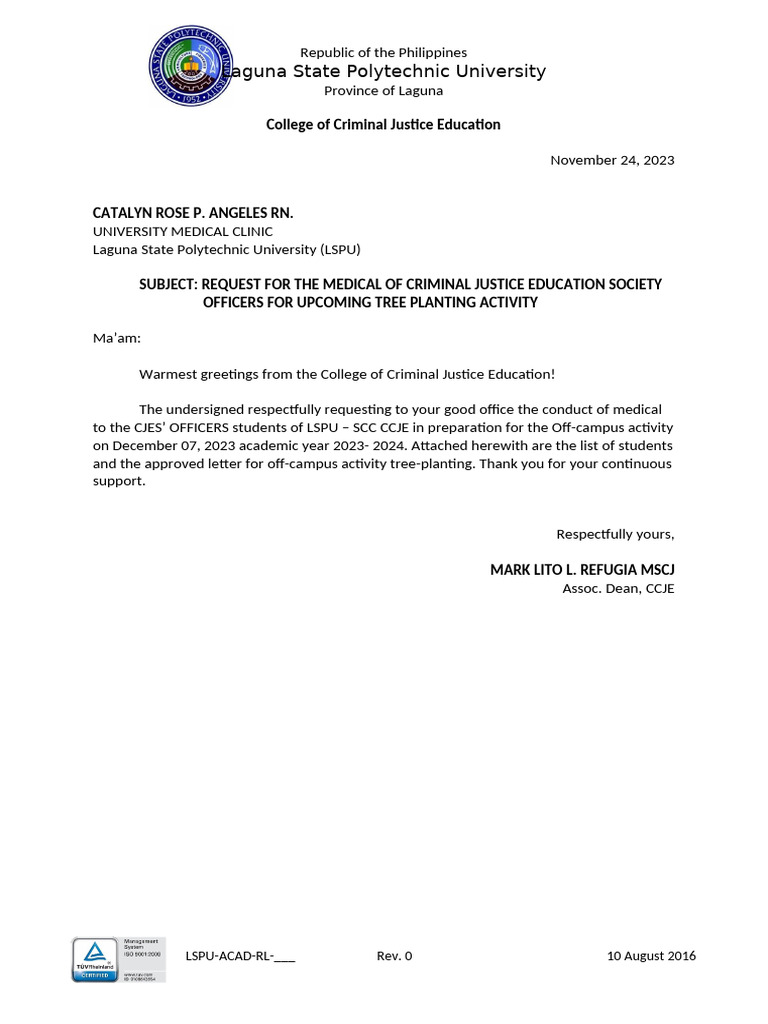 Medical Request for CJES Officers | PDF