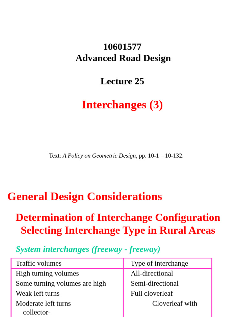 Interchanges (3) CH 13 Lect26 | PDF | Interchange (Road) | Controlled Access Highway