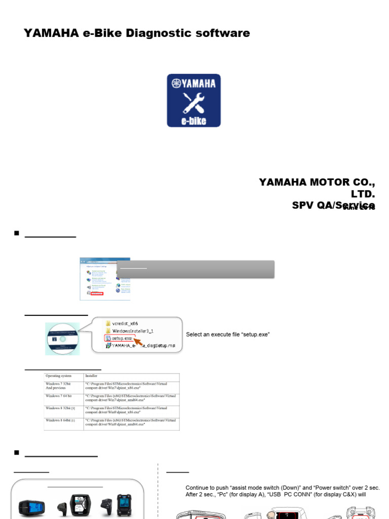 Quick Guide For YAMAHA E-Bike Diagnostic Software Ver.2 | PDF | Battery ...