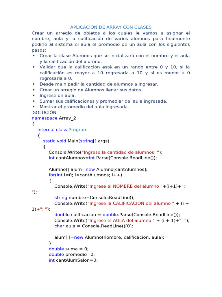 Aplicacion Array Con Clases | PDF | Programación de computadoras | Ingeniería de software