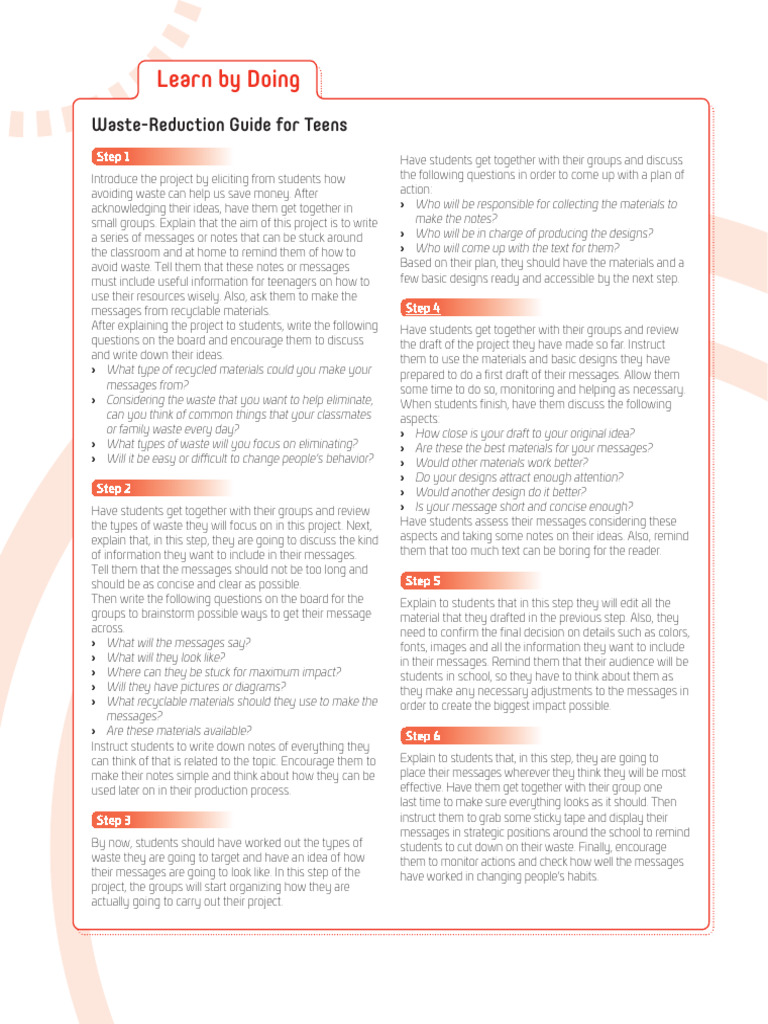 PROJECT. The Economics of Life. Waste-Reduction Guide for Teens | PDF ...