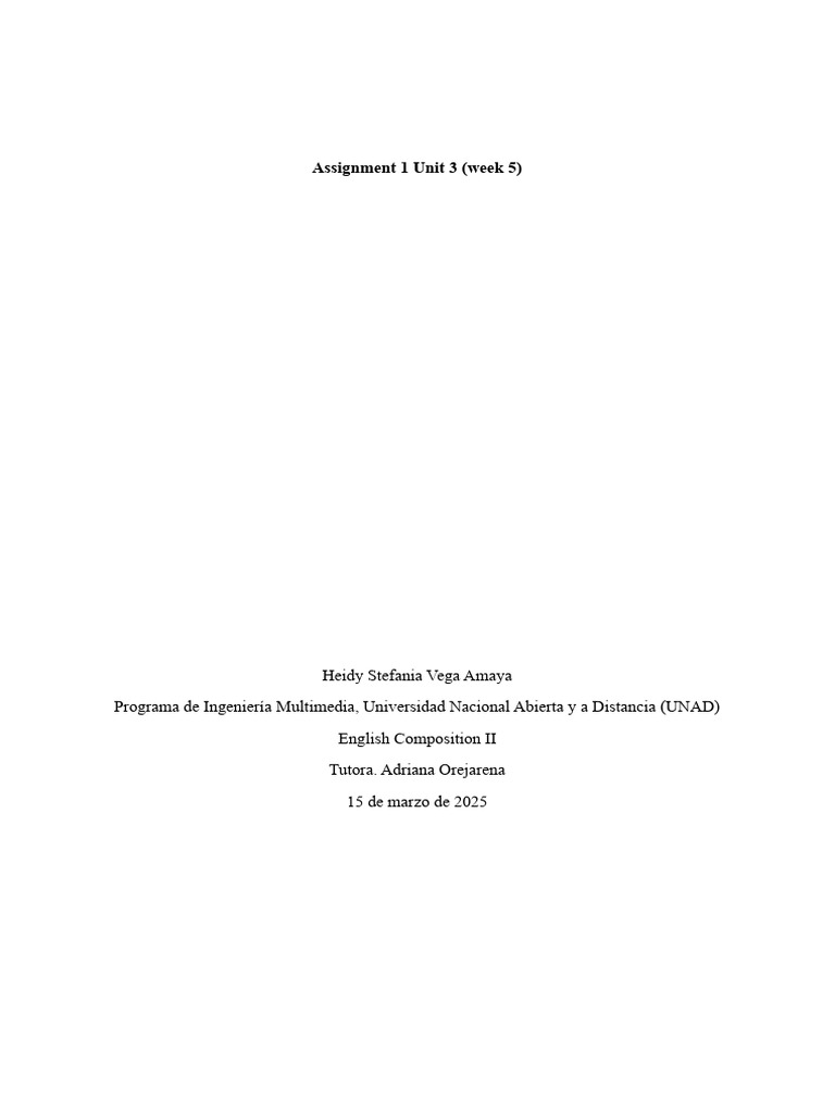 Assignment 1 Unit 3 Week 5 | PDF