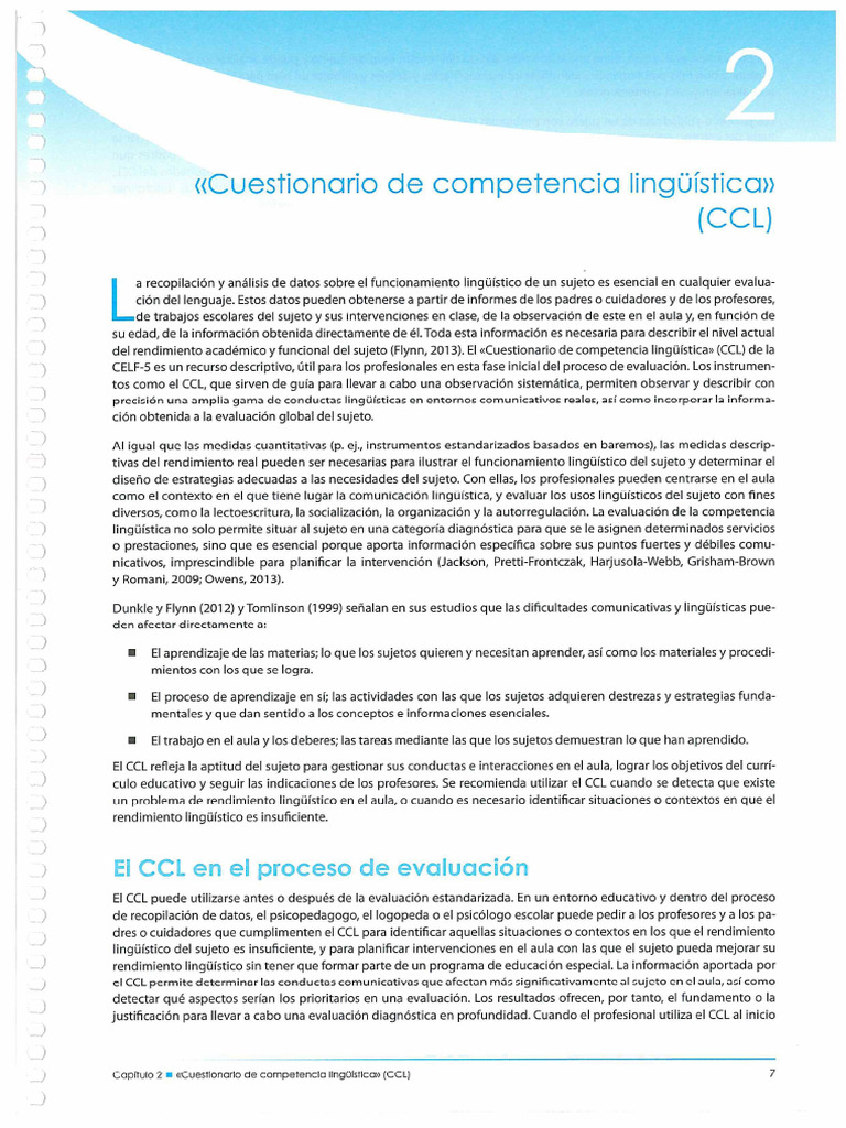 Capítulo 2 - Cuestionario de Competencia Lingüística - CCL | PDF