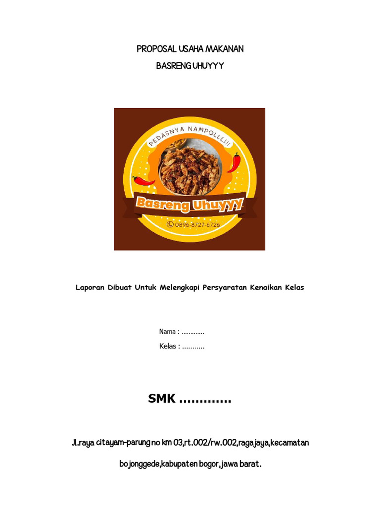 CONTOH PROPOSAL PKK (BASRENG) | PDF