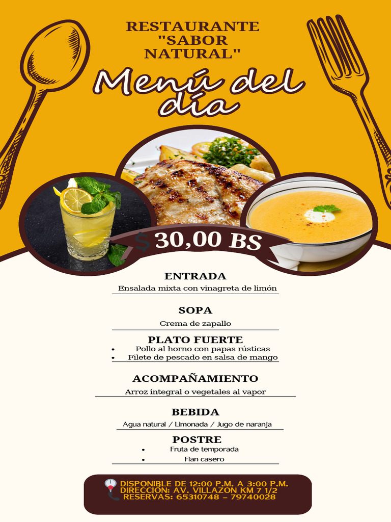 Menu Del Dia | PDF