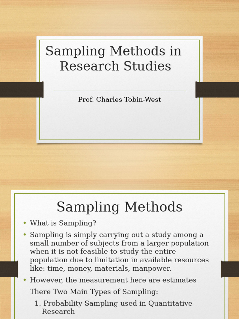 Sampling in Research Studies | PDF | Sampling (Statistics) | Stratified ...