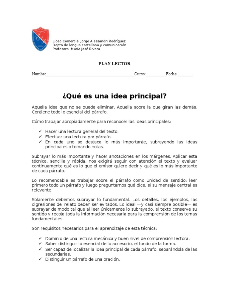 Qué Es Una Idea Principal | PDF
