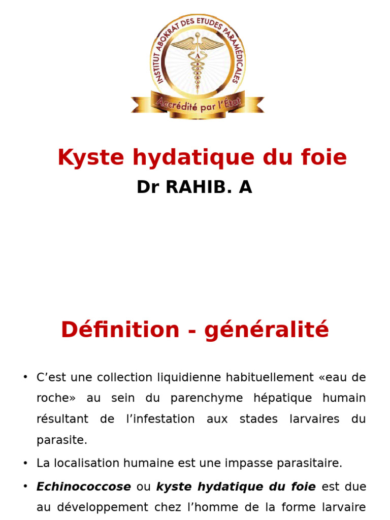 Kyste hydatique du foie : symptômes et traitement | PDF | Médecine ...