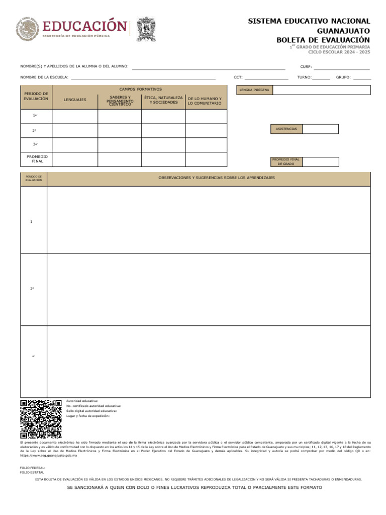 Propuesta Boletas Primaria 2024-2025 | PDF | Educación primaria | Escuelas