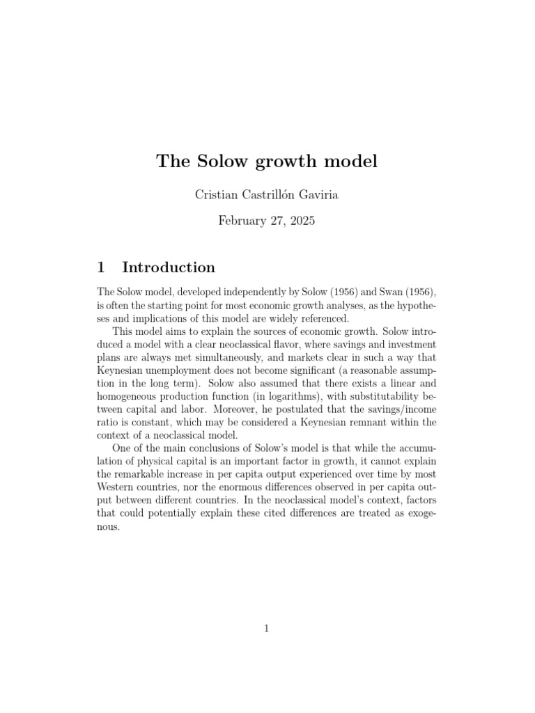 Understanding the Solow Growth Model | PDF | Production Function ...